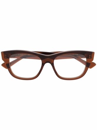 Gucci lunettes de soleil à monture rectangulaire - Marron
