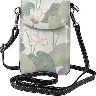 IUBBKI Black Lily Pads Cell Phone Purse - Small Crossbody Leather Wallet Women Shoulder Straps Bag Carry Card Cosmetics