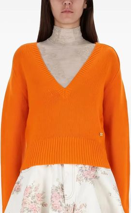 Ganni pull en cachemire à col v - Orange