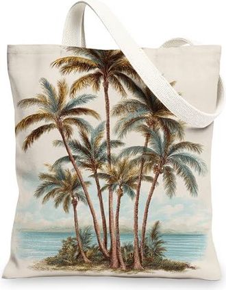 Generic Sacs fourre-tout en toile tropicale, sacs de courses réutilisables, légers, lavables et respectueux de lenvironnement pour la plage, les voyages, les 