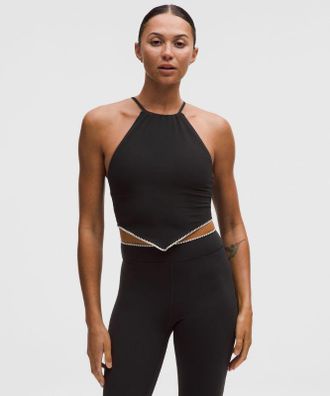 lululemon Stitch Trim Halter Tank Top f&uuml;r Frauen - Gr&ouml;&szlig;e XL in Black