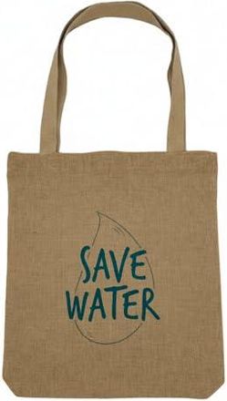 Fabulous Sac Shopping Tote Bag Aspect Lin - Save water &Eacute;cologie Environnement Bio Diversit&eacute; - Sac de Courses Toile Epaisse 360g Beige Naturel Cabas Port&eacute; Epaul