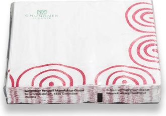 Gmundner Keramik Lunchservietten, 3-lagig 20 Stück/Packung Rotgeflammt Servietten, passend zu Ihrem Geschirr