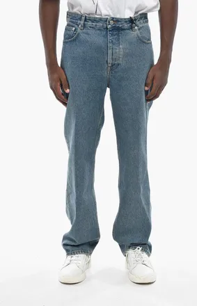 Valentino Straight-Leg Jeans With 22cm Leather Patch Valentino