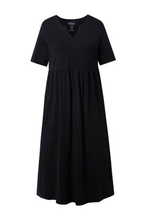 Ulla Popken Maxikleid Maxikleid A-Linie Tunika-Ausschnitt Halbarm