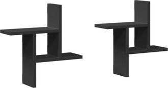 Generic vidaXL Wandregale 2 STK., Wandregal mit Stauraum, H&auml;ngeregal f&uuml;r Esszimmer Wohnzimmer, B&uuml;cherregal Schweberegal Wandboard, Schwarz Holzwerkstoff
