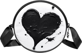 Generic Sac &agrave; bandouli&egrave;re Circle pour femme, petit sac &agrave; bandouli&egrave;re noir avec fermeture &eacute;clair, bretelles r&eacute;glables, sac &agrave; main rond d&eacute;contract&eacute; pour femmes 