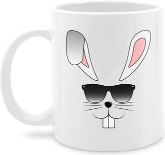 Shirtracer Tasse Tassen 325ml - Cooler Hase mit Brille I - 325 ml - Weiß - ostern hasenmotiv osterhasen hasi kaffeetasse osterhase hasen kaffeebecher häschen rab