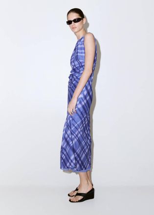 Mango Robe 100 % coton imprim&eacute; bleu - Femme - XXS - MANGO