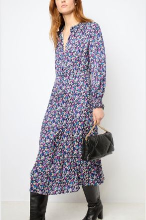 Gerard Darel Robe midi &agrave; fleurs - SAMIRA - Marine
