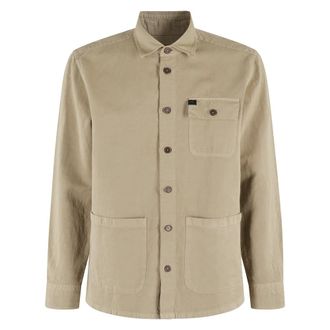 Fay Homme, Vestes, Beige, Taille: L Chemise en Toile Sable avec Col Classique