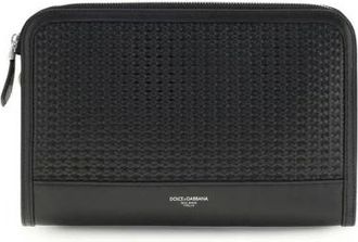 Dolce & Gabbana Homme, Accessoires, Noir, Taille: ONE Size Porte-documents en cuir tress&eacute;