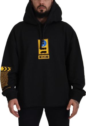 Dolce & Gabbana Schwarzer Baumwoll-Hoodie mit DG Shield-Pullover