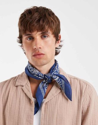 Polo Ralph Lauren Bandana-Schal in Marineblau mit mehrfarbigem Bear-Logo-Navy