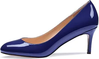 Castamere Femme Moyenne Talon Bout Ronde Aiguille Talon Escarpins 6CM Bleu Vernis Chaussures EU 39.5