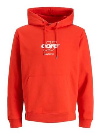 Jack & Jones Sweat &agrave; capuche JCOCLUB pour homme - Imprim&eacute; sur le devant - Coupe d&eacute;contract&eacute;e, Flamme &eacute;carlate, L