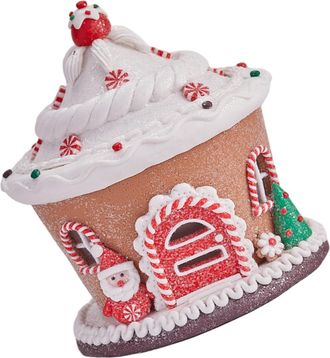 Cabilock Kunstharz Burgskulptur Als Weihnachtsschmuck Mit Led-Beleuchtung Für Tischdekorationen Und Weihnachtsdorf-Dekoration Geeignet Für Wohnzimmer Büro Und 