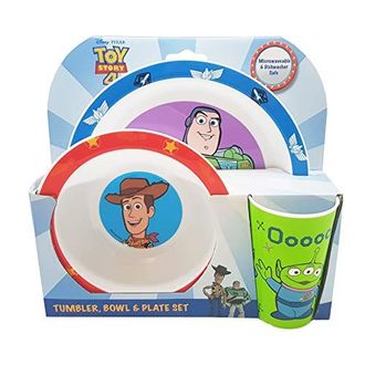 Disney Toy Story Kids Geschirrset - 3-teiliges wiederverwendbares PP Teller, Sch&uuml;ssel & Becher Set f&uuml;r Kinder - Essgeschirr Set f&uuml;r Mahlzeiten zu Hause, im U