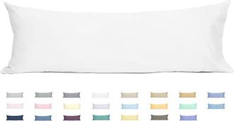 Sunflower Langer Körperkissen-Bezug aus 100% Baumwolle, Umschlagverschluss, 53,3 x 137,2 cm, Weiß, weich und atmungsaktiv, 1 Stück