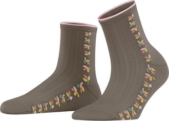 Esprit Esprit Damen Kurzsocken Structured Leaves, Baumwolle Lyocell, 1 Paar, Braun (Sughero 5031), 35-38