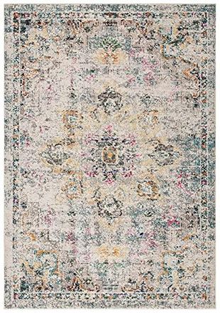Safavieh Distressed Teppich für Wohnzimmer, Esszimmer, Schlafzimmer, Madison Collection, Kurzer Flor, Grau und Gold, 274 x 366 cm