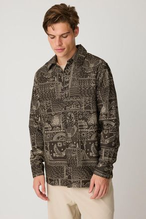 Knowledge Cotton Apparel Herren vegan Hemd Sleet Comfort Print Dunkelbraun