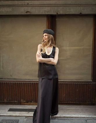 NA-KD jupe longue en satin noire