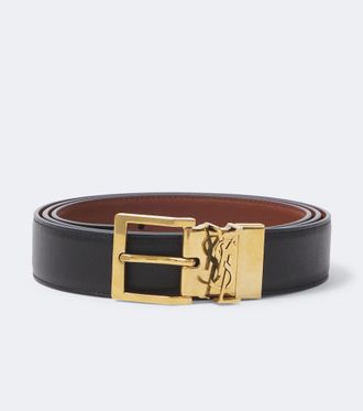 Saint Laurent Ceinture Vadim r&eacute;versible Cassandre en cuir