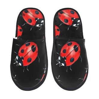 Generic Belle Ladybug Rouge Unisexe Slippers Chaud Chaussons Antid&eacute;rapantes Pantoufles Pour Automne Maison Hiver M