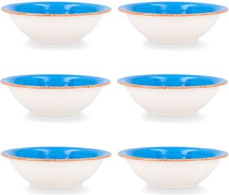 Quid Set 6 Suppenschalen aus Keramik Steinzeug | Suppenteller blau 18 cm, Standard