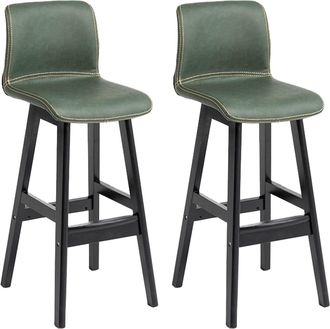 Generic Gr&uuml;ner Barhocker Aus Massivholz - 2-Teiliger K&uuml;chenstuhl mit Pu-Kissen Und Fu&szlig;st&uuml;tze, 72 cm H&ouml;he f&uuml;r Die K&uuml;cheninsel