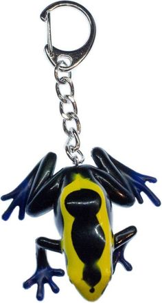 Miniblings F&auml;rberfrosch Schl&uuml;sselanh&auml;nger Frosch Schwarz Gelb Pfeilgiftfrosch Dendrobates tinctorius Dendrobaten - Handmade Modeschmuck I I Anh&auml;nger Schl&uuml;sselrin