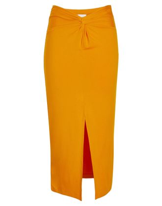 8 by YOOX JERSEY RUCHED MIDI SKIRT