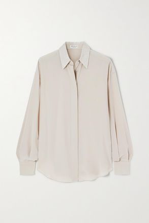 Brunello Cucinelli Hemd Aus Seiden-georgette Mit Pailletten - Neutral