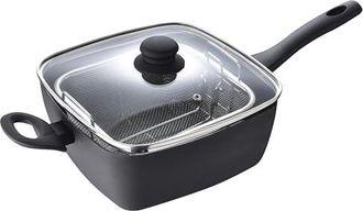 San Ignacio Quadratische Bratpfanne, 24 x 24 x 9,5 cm, Aluminium, Induktion, mit Deckel optimum, Schwarz