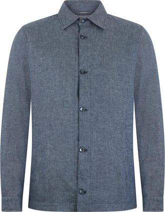 Herno Homme, Chemises, Bleu, Taille: XL Veste Chemise en Lin