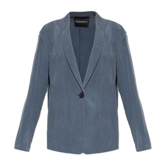 Emporio Armani Washed Twill Jacket - - Jackets - Damen - Blau - M