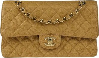 Chanel 2002-2003 Classic Double Flap Schultertasche mit Steppung - Nude