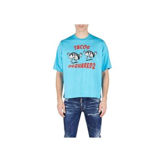 Dsquared2 T&uuml;rkis Baumwoll T-Shirt - - Tops - Herren - Blau - 2XL