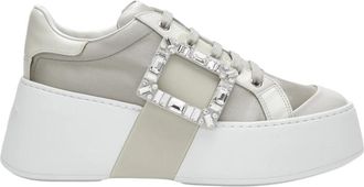 Roger Vivier Femme, Chaussures, Gris, Taille: 37 1/2 EU Viv Run Strass Buckle Baskets