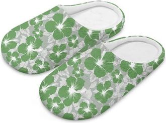 Coloranimal Chaussons de spa pour invit&eacute;s - Jetables et r&eacute;utilisables - Antid&eacute;rapants - Bout ferm&eacute;, Hibiscus vert, 35.5/36.5 EU