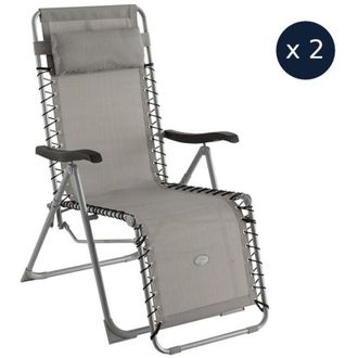 Hesperide Hesperide - 2 Fauteuils de jardin relax silos Gris - Hesp&eacute;ride