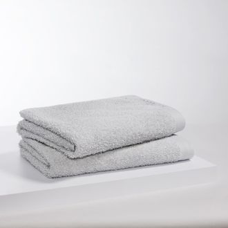 s.Oliver 2 TLG Duschtuch Set 70x140cm - 100% Baumwolle, 600 g/m², weich & saugstark, Doppelpack Duschtücher hellgrau