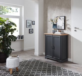 M&ouml;belando Kommode Jasmin in Artisan/Graphit mit 2 T&uuml;ren und 2 Einlegeb&ouml;den. Abmessungen (BxHxT) 93x102x41 cm