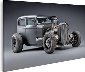 Islandburner Bild auf Leinwand Klassischer Hot Rod in stilvollem Grau Bilder Wandbilder Poster