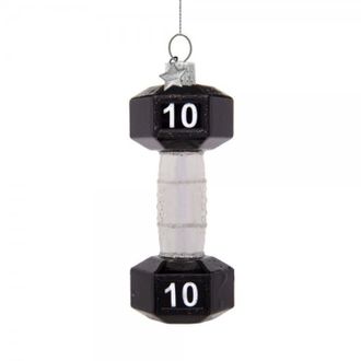Vondels Ornament Glass Silver/Black Dumbbell H10.5cm