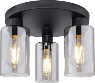 Globo Lighting Globo Deckenlampe HADERA mit drei Lampenschirmen Ø34cm, Metall schwarz, 3302, Braun