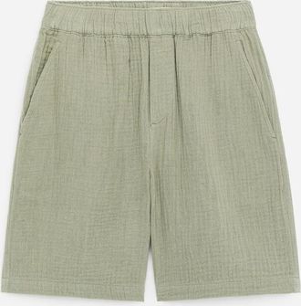 Arket Pull-on-Shorts Aus Baumwollmusselin -Gr&uuml;n