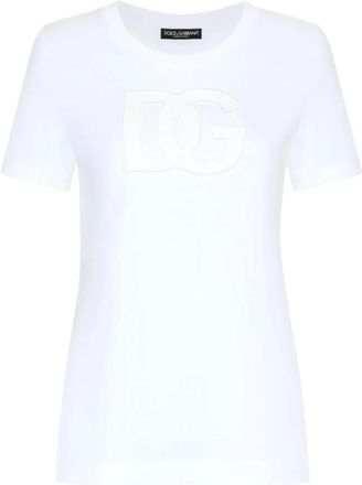 Dolce & Gabbana Femme, Tops, Blanc, Taille: 36 FR T-Shirt Manica Corta W0800