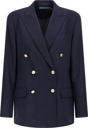 Polo Ralph Lauren Femme, Vestes, Bleu, Taille: 38 FR Blazer Crois&eacute; en Cr&ecirc;pe de Laine Stretch